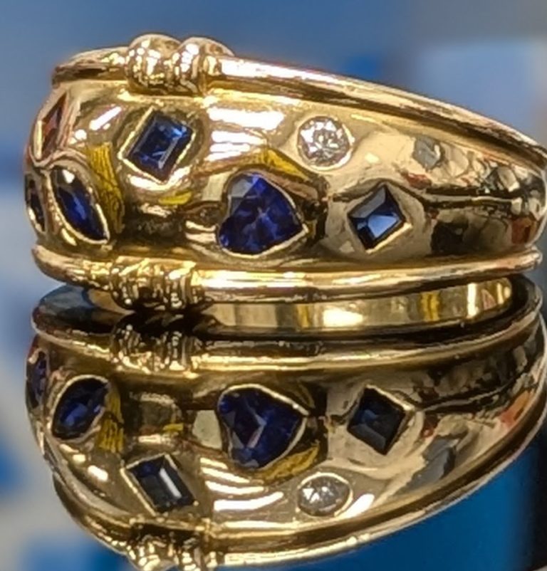 18ct Gold Sapphire & Diamond Statement Ring - LG16372 - Hock and Go